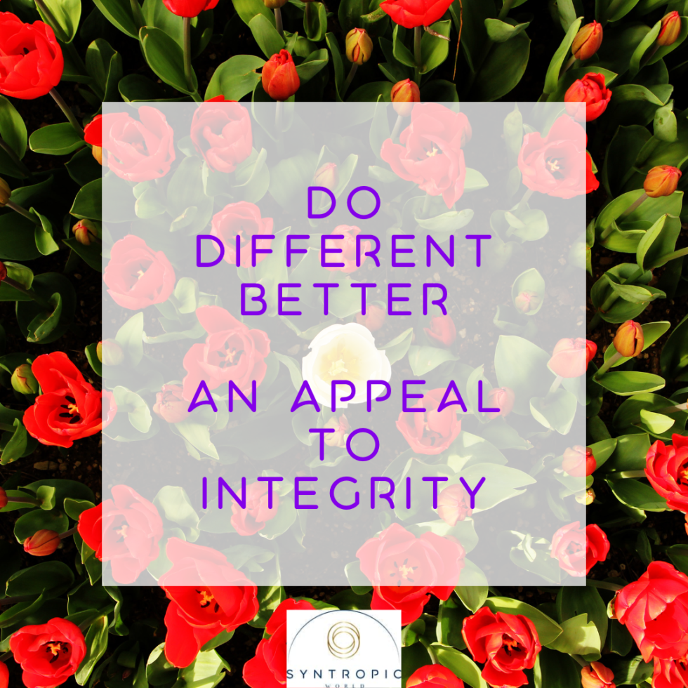 Do different better – an appeal to integrity - Syntropic.world